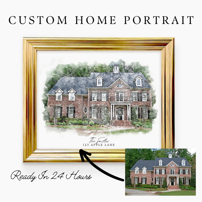 Custom House Portrait, Portrait From Photo, Housewarming Gift, First ...