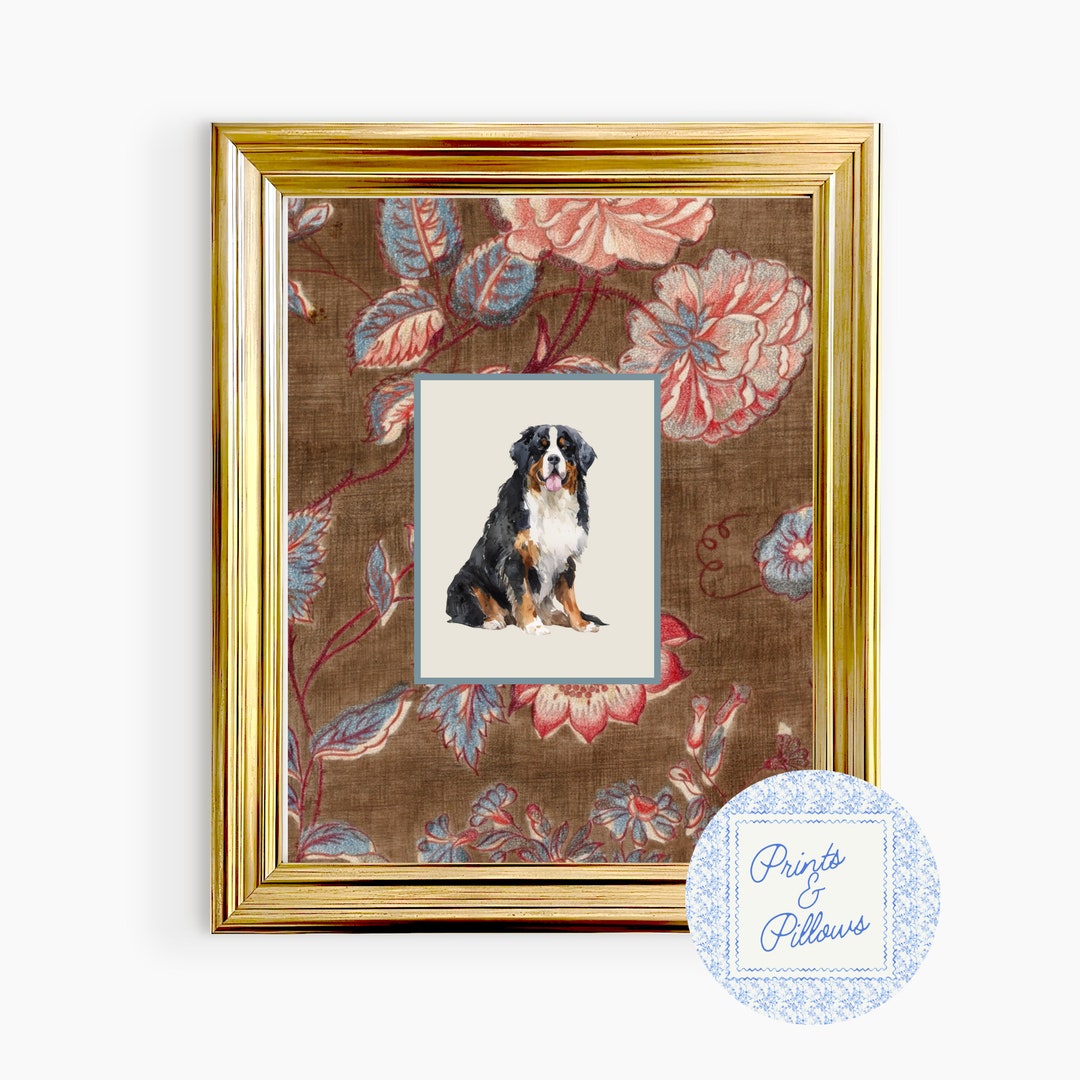 Bernese Mountain Dog Vintage Print, Puppy Nursery Art, Grand Millennial ...