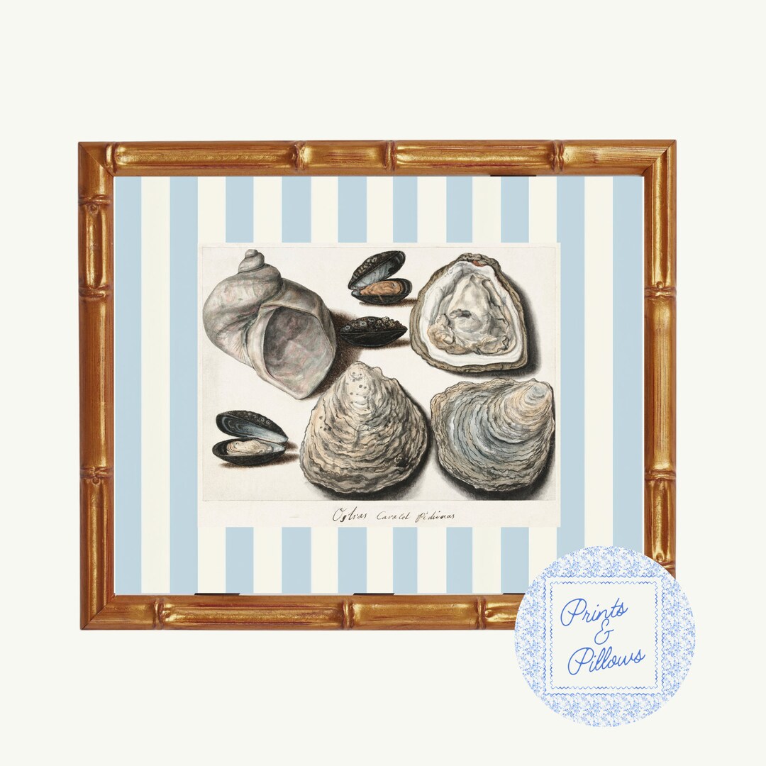 Vintage Oyster Art Print Coastal Decor, Preppy Wall Art, Nautical Print ...