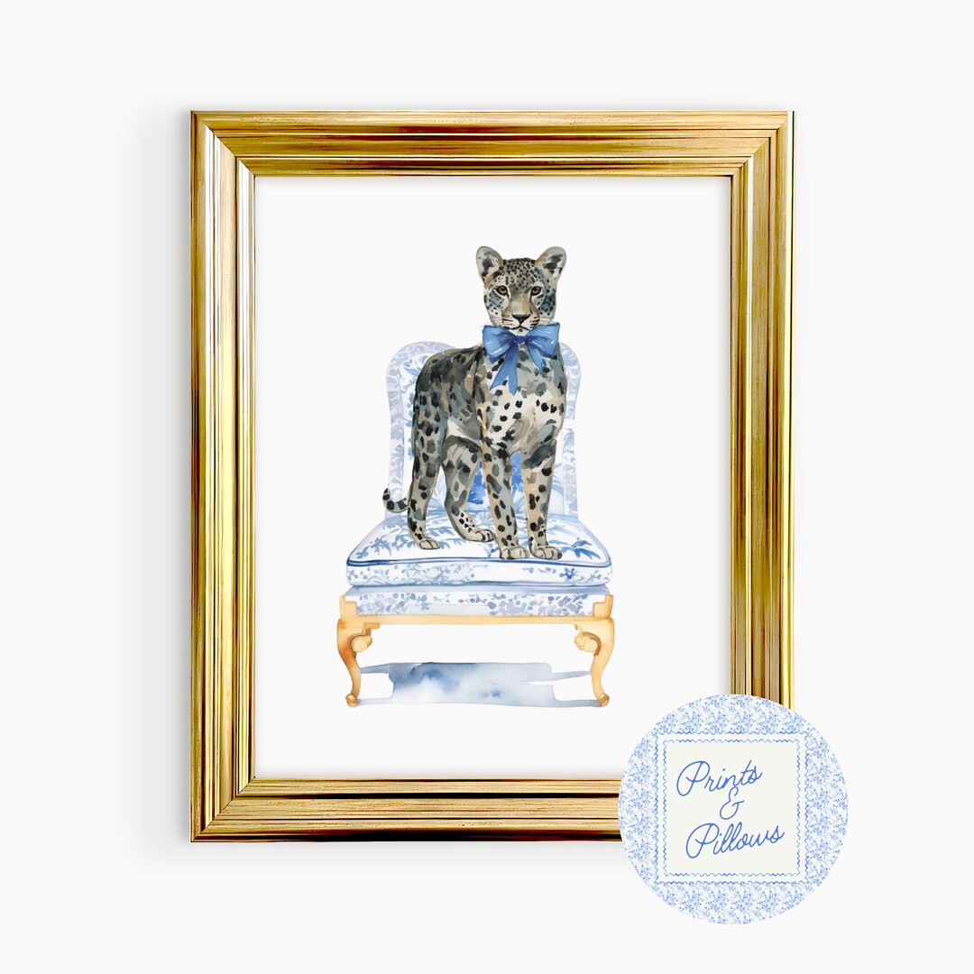Cheetah Art Print, Leopard Art, Chinoiserie Art, Cheetah Wall Decor ...
