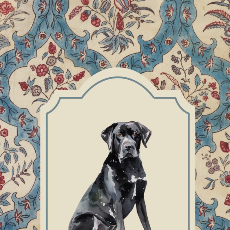 Black Lab Art Print, Vintage Dog, Grand Millennial Art, Vintage Nursery ...