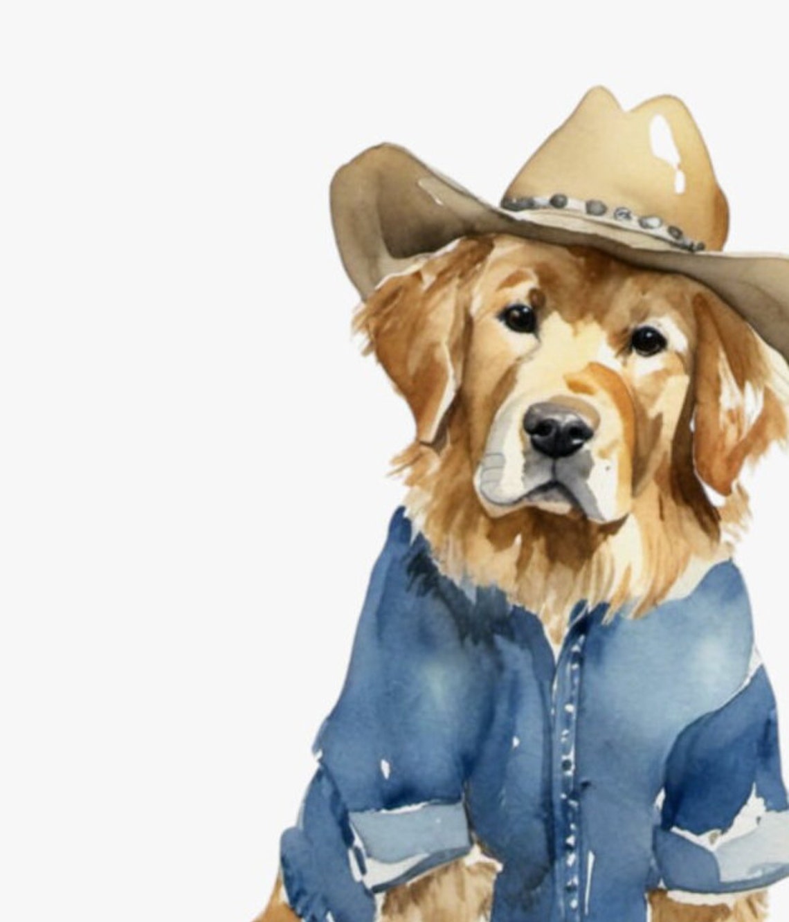 Golden Retriever Art Print, Cowboy Dog, Western Art Print, Dog Mom Gift ...