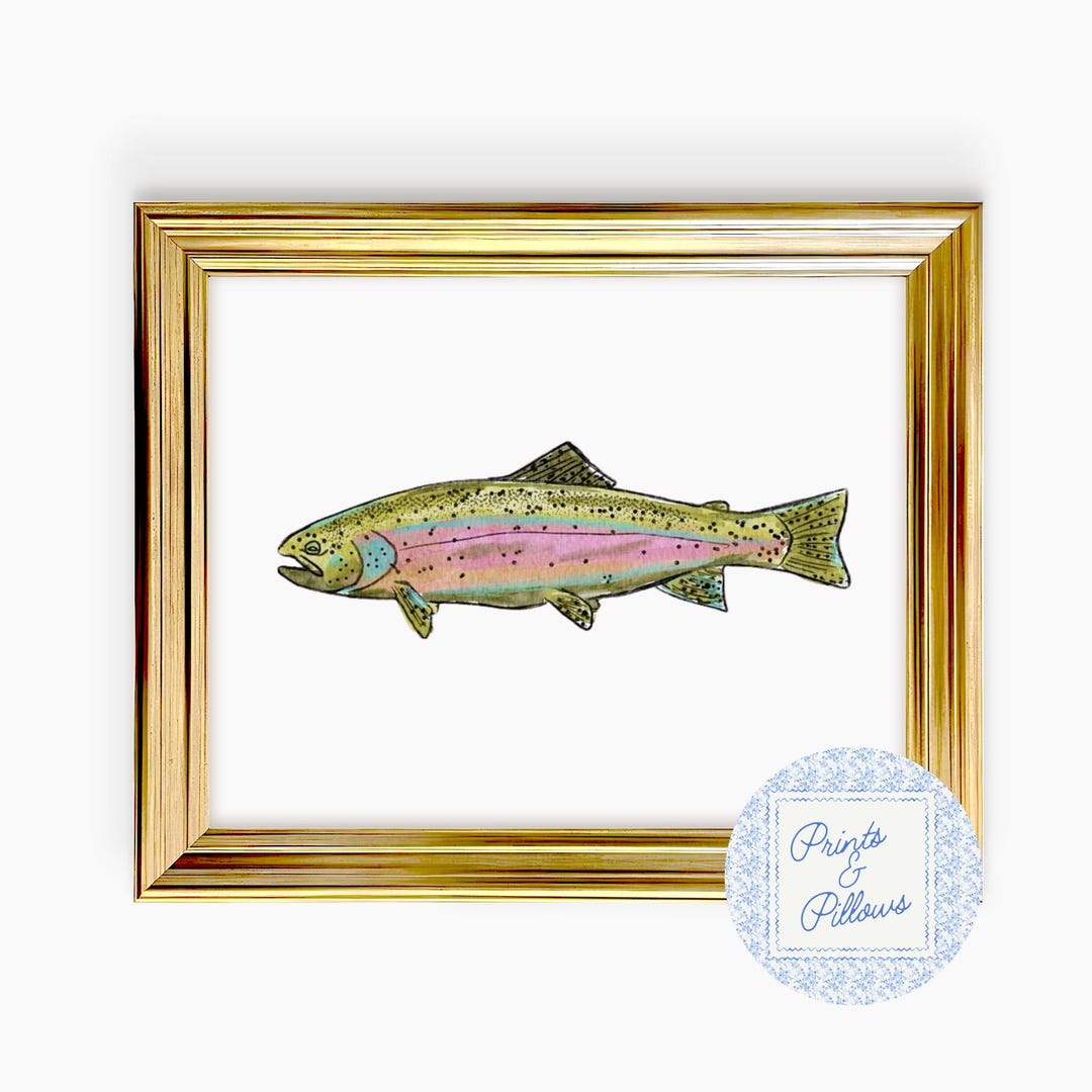 Original Art Trout Print, Trout Fish Art Print, Boys Nursery Art ...