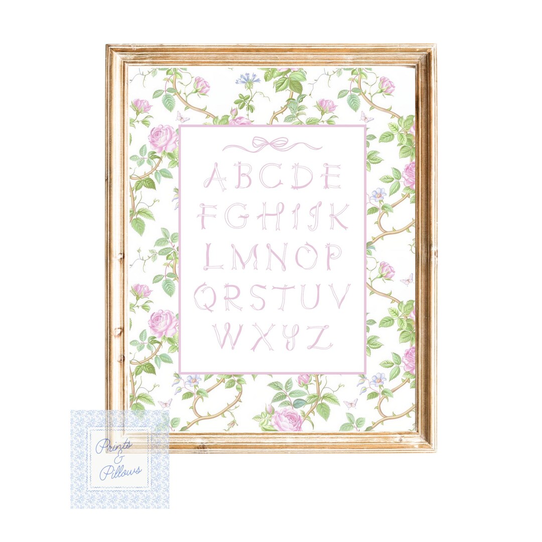 Chinoiserie Nursery Art, Alphabet Wall Art,grand Millennial Girls Room ...
