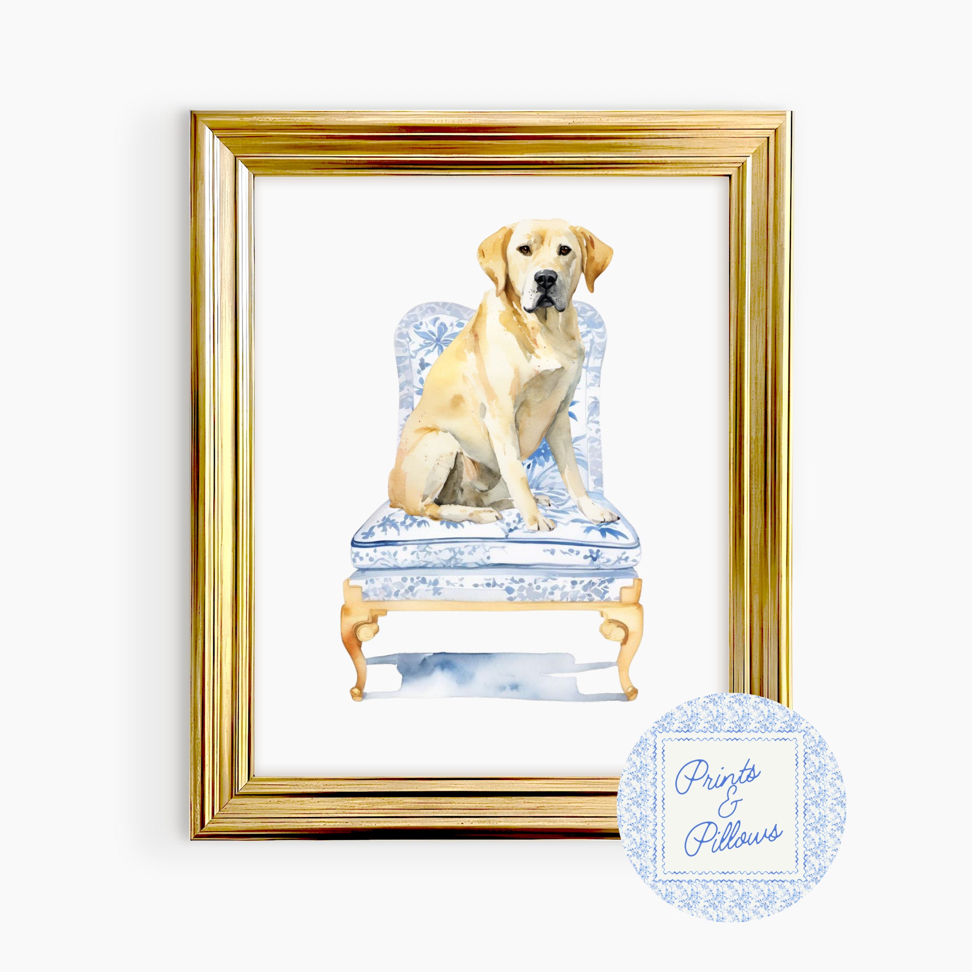 Yellow Lab Art Print, Chinoiserie Dog, Preppy Dog Prints, Dog Mom Gift ...