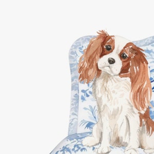 King Cavalier Art Print, Chinoiserie Dog, Preppy Dog Prints, Dog Mom ...