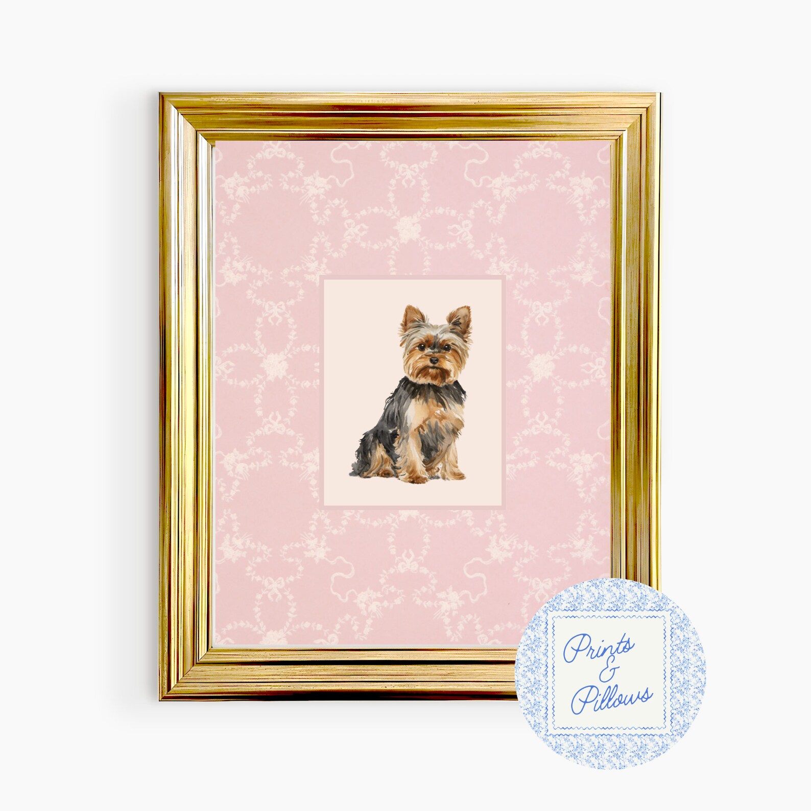 Yorkie Art Print, Pink Nursery Decor, Preppy Wall Decor, Dog Mom Gift ...