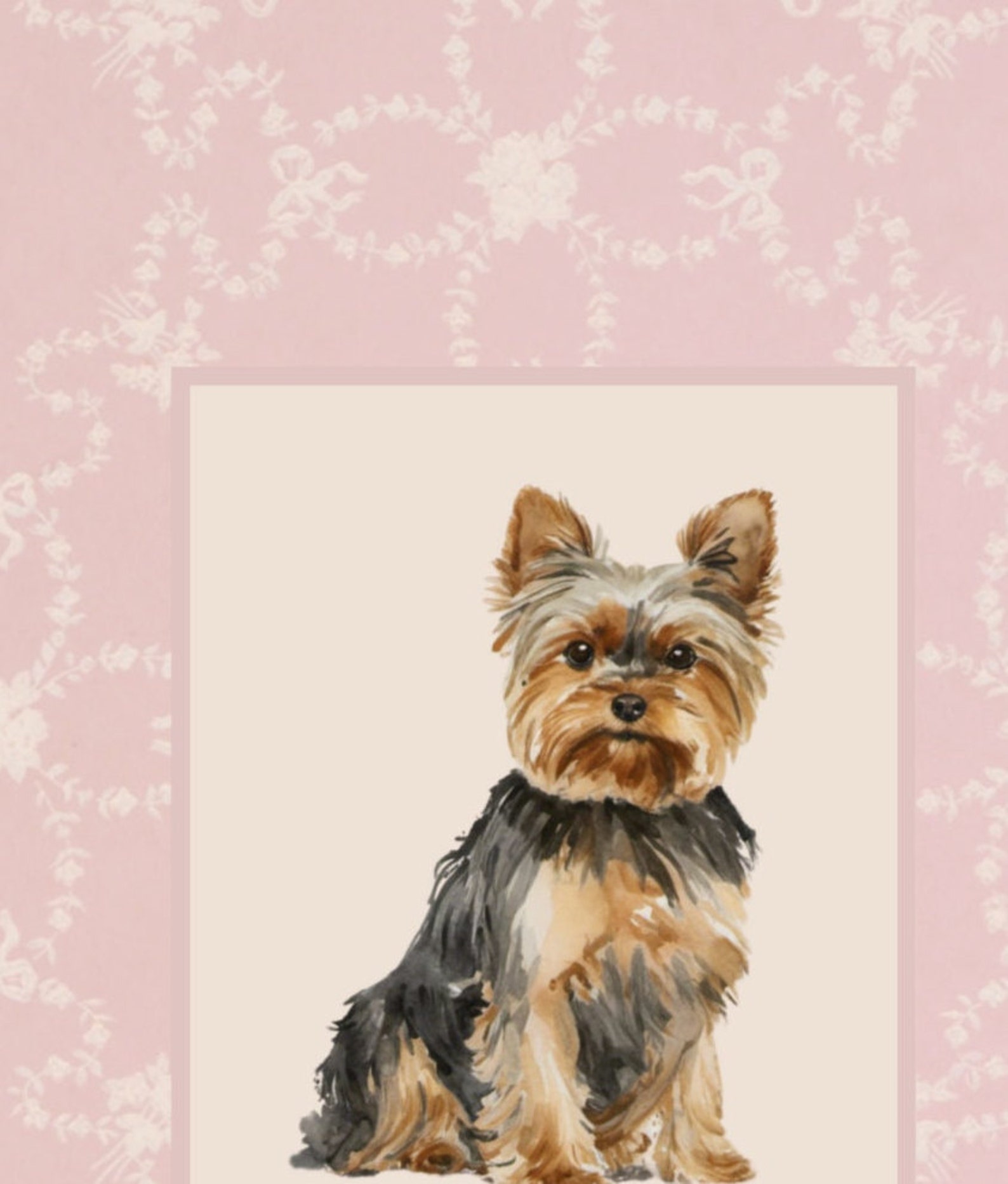Yorkie Art Print, Pink Nursery Decor, Preppy Wall Decor, Dog Mom Gift ...