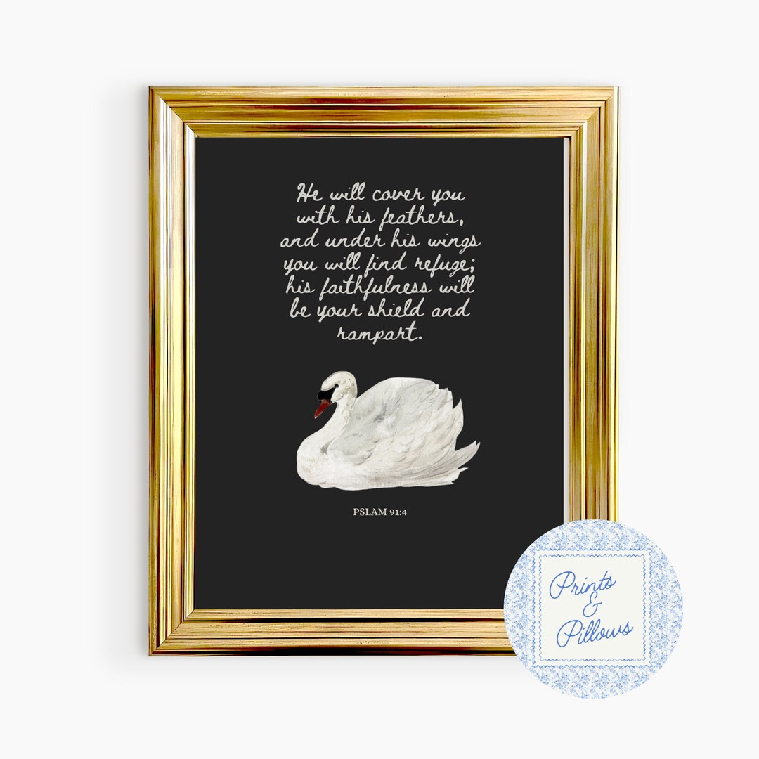 Psalm Bible Verse Print, Vintage Swan Decor, Christian Wall Art ...