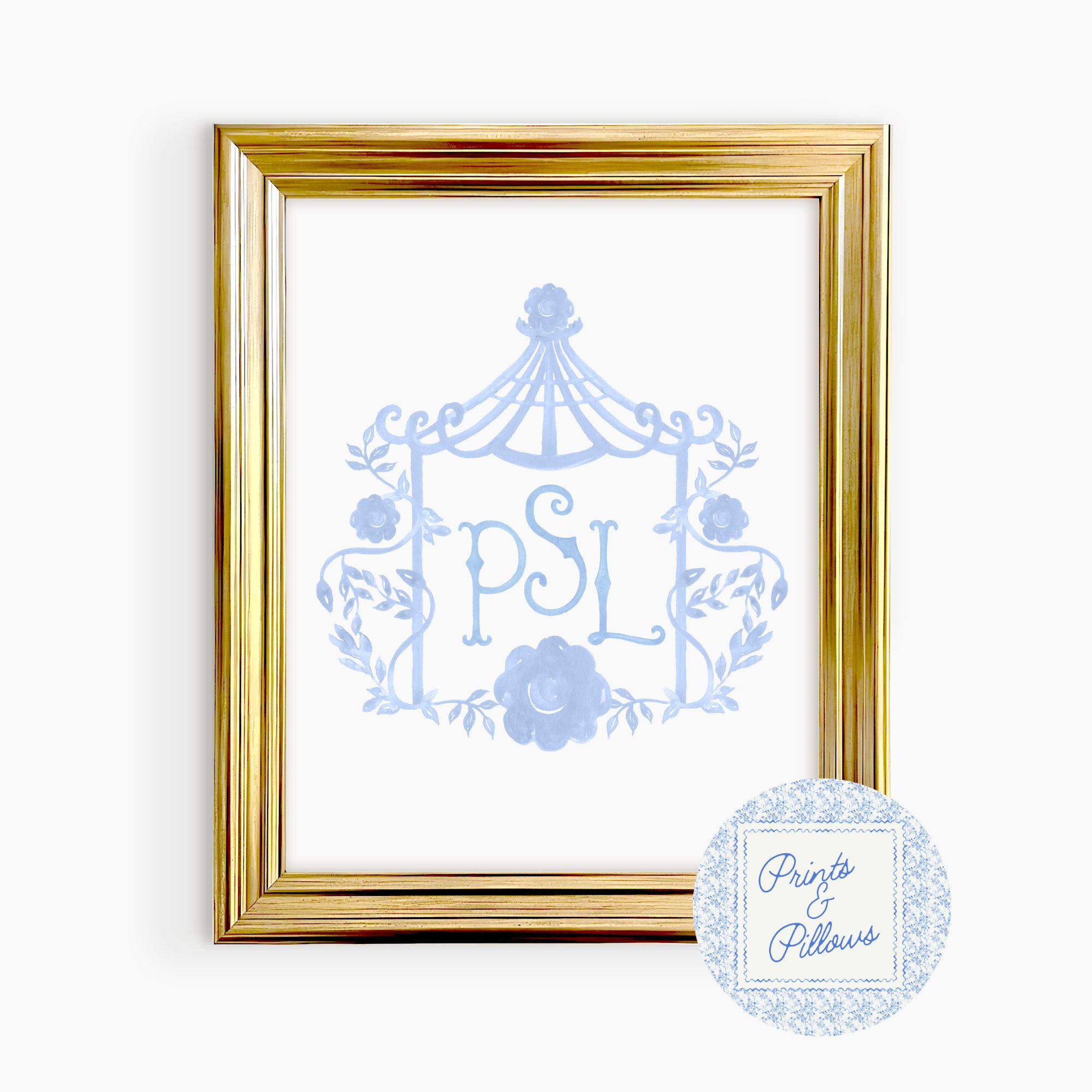 Custom Crest Monogram Print, Personalized Wall Art, Grand Millennial ...