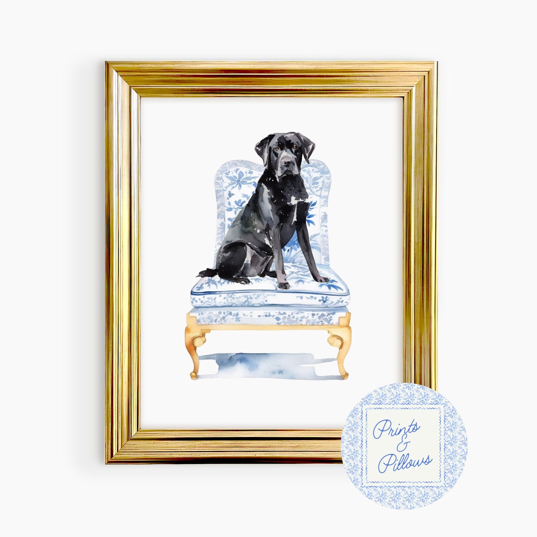 Black Lab Art Print, Chinoiserie Dog, Preppy Dog Prints, Dog Mom Gift ...