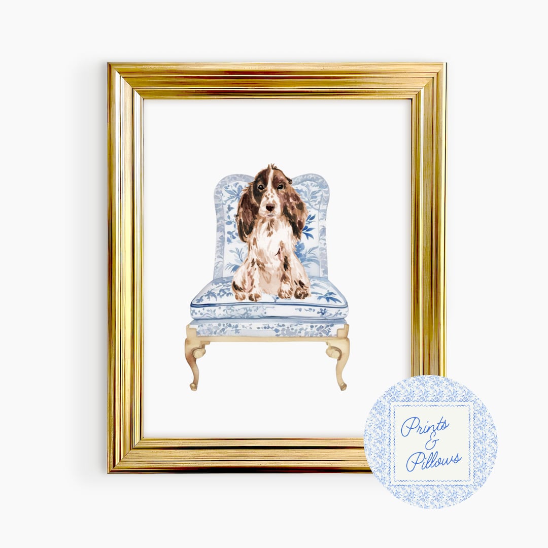 Cocker Spaniel Art Print, Chinoiserie Dog, Preppy Wall Decor, Dog Mom ...