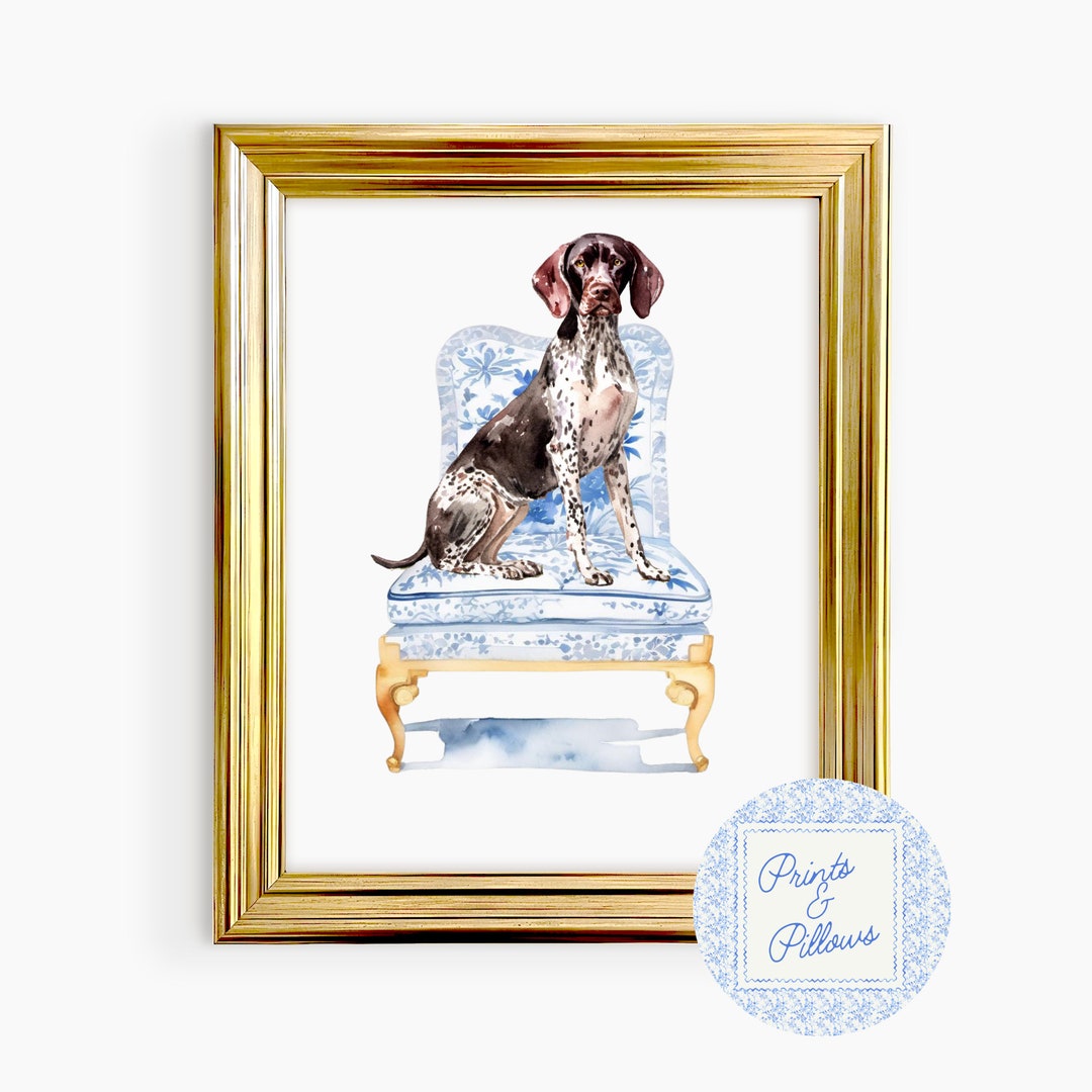 Chinoiserie German Shorthaired Pointer Art Print: Preppy Dog Portrait ...