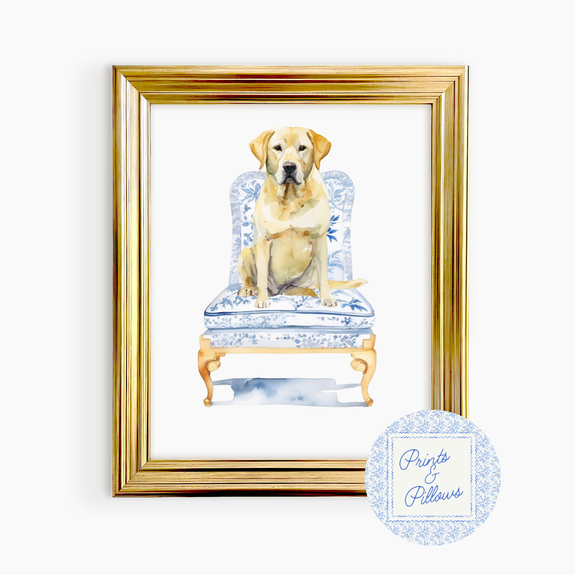 Yellow Lab Art Print, Chinoiserie Dog, Preppy Dog Prints, Dog Mom Gift ...