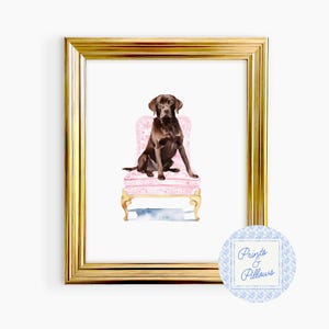 Chocolate Lab Art Print, Chinoiserie Dog, Preppy Dog Prints, Dog Mom ...