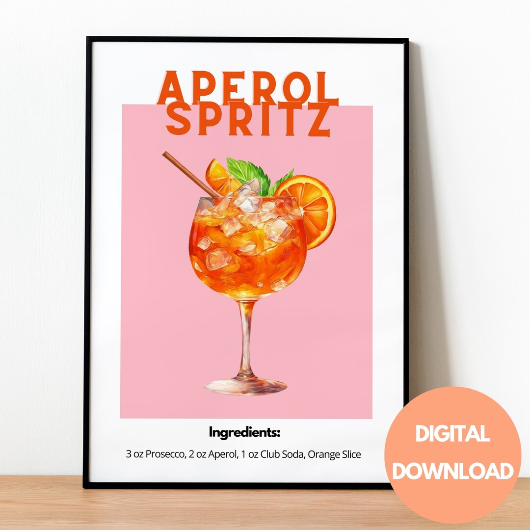 Aperol Spritz Print, Aperol Spritz Decor, Aperol Spritz Poster, Retro ...