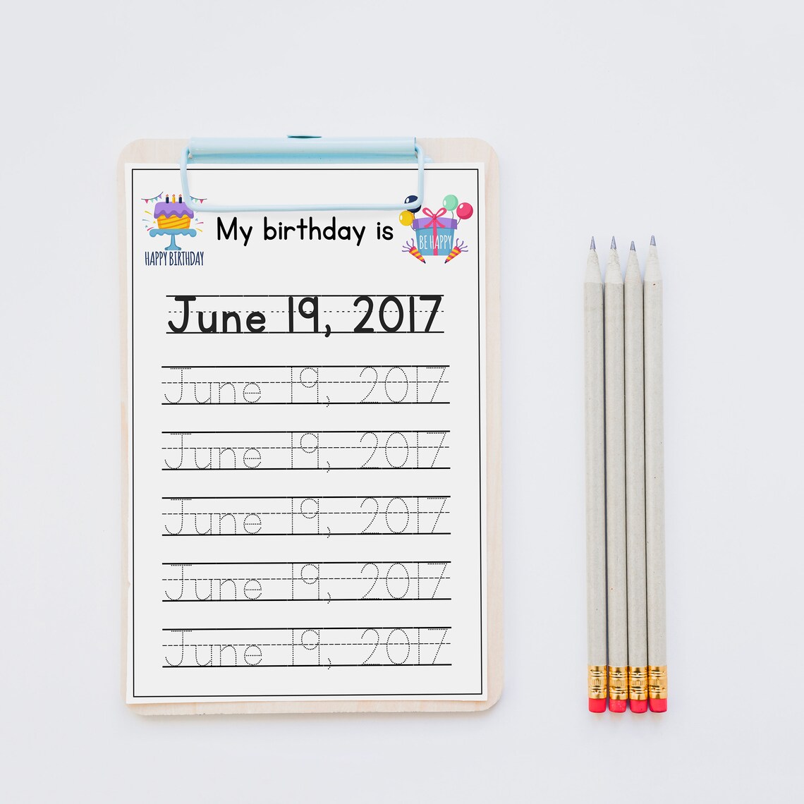 Birthday Tracing Worksheet | My Birthday Tracing | My Birthday is ...