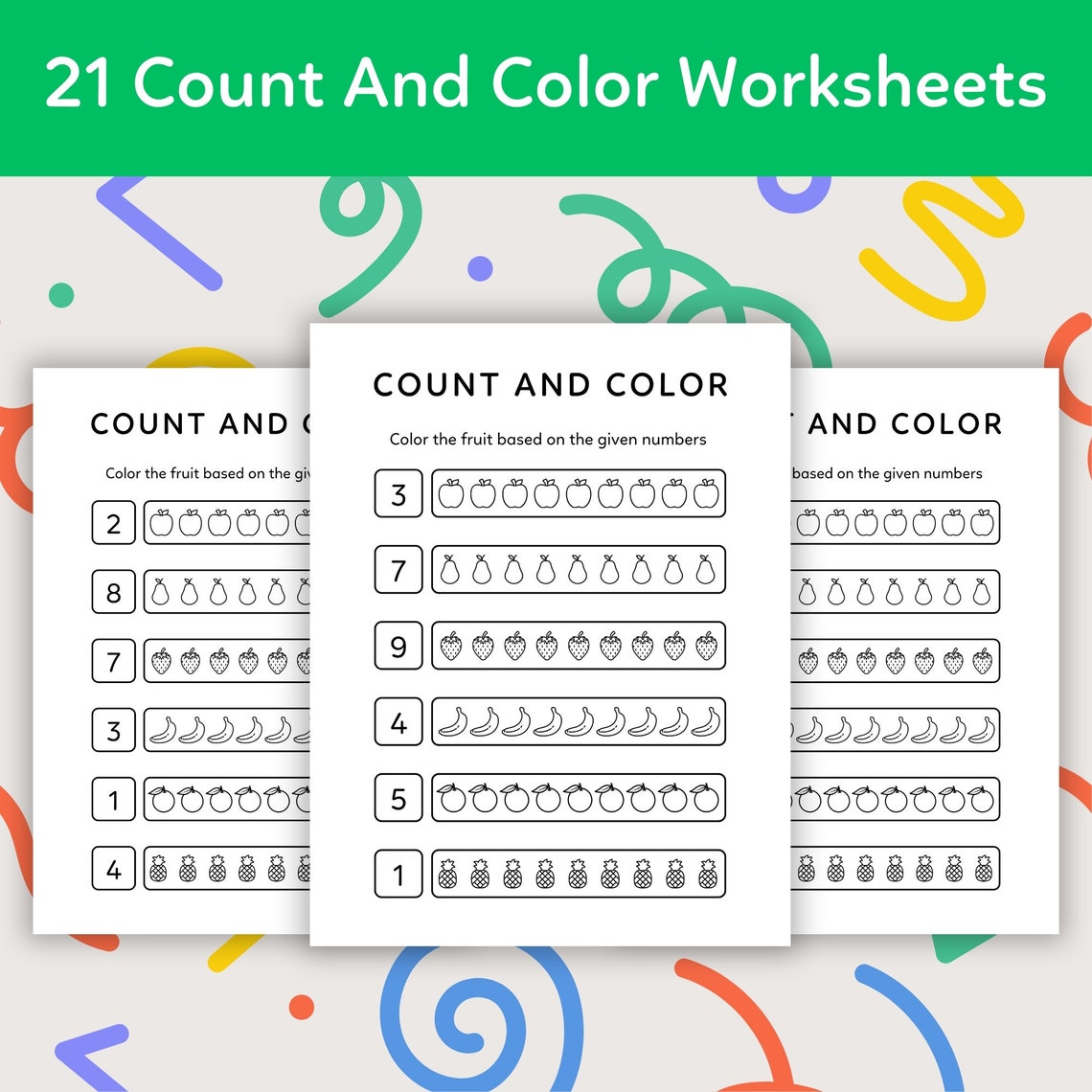 Count and Color, Preschool Worksheets, Coloring Pages, Counting ...