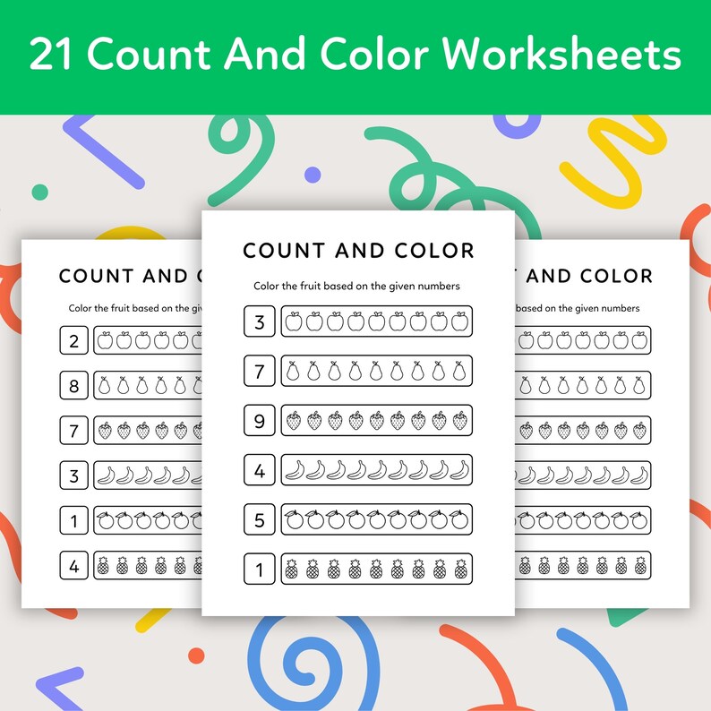 Count and Color, Preschool Worksheets, Coloring Pages, Counting ...