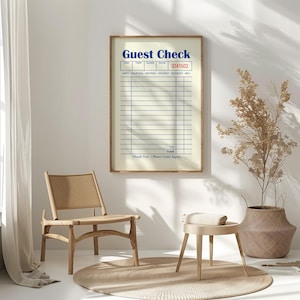 Blank Guest Check Print, Trendy Wall Art, Restaurant Receipt ...