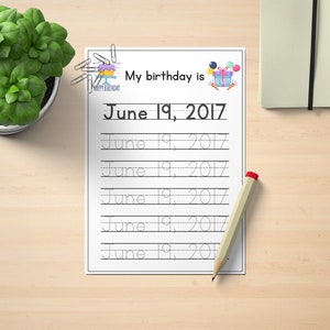 Birthday Tracing Worksheet | My Birthday Tracing | My Birthday is ...