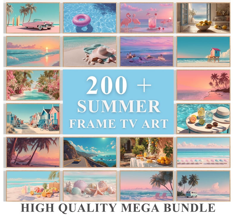200+ Summer Frame TV Art Set Mega Bundle, Coastal Beach Wall Decor ...