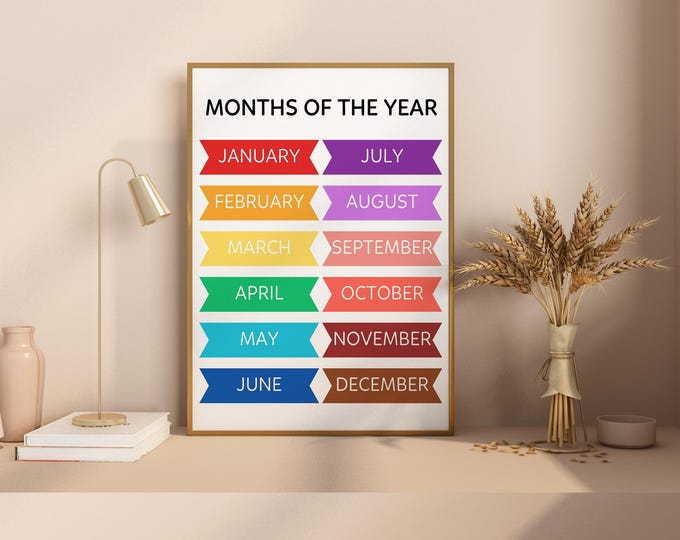 Months of the Year Printable, Educational Wall Art, Homeschool ...