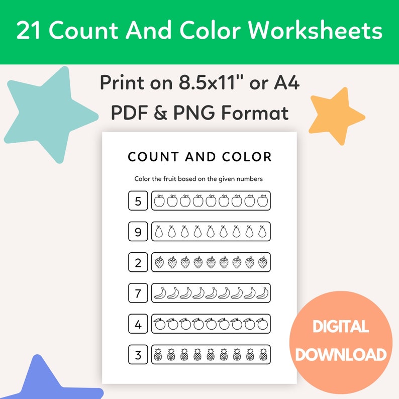Count and Color, Preschool Worksheets, Coloring Pages, Counting ...