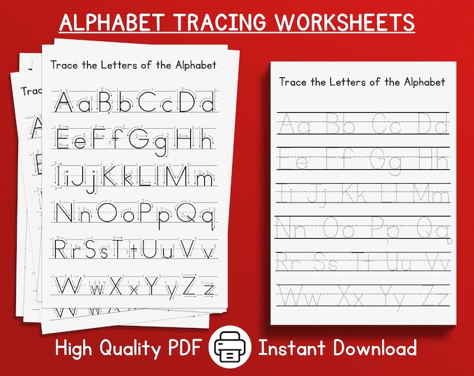 26 Printable Trace the Alphabet Worksheets, Preschool-kdg Phonics ...