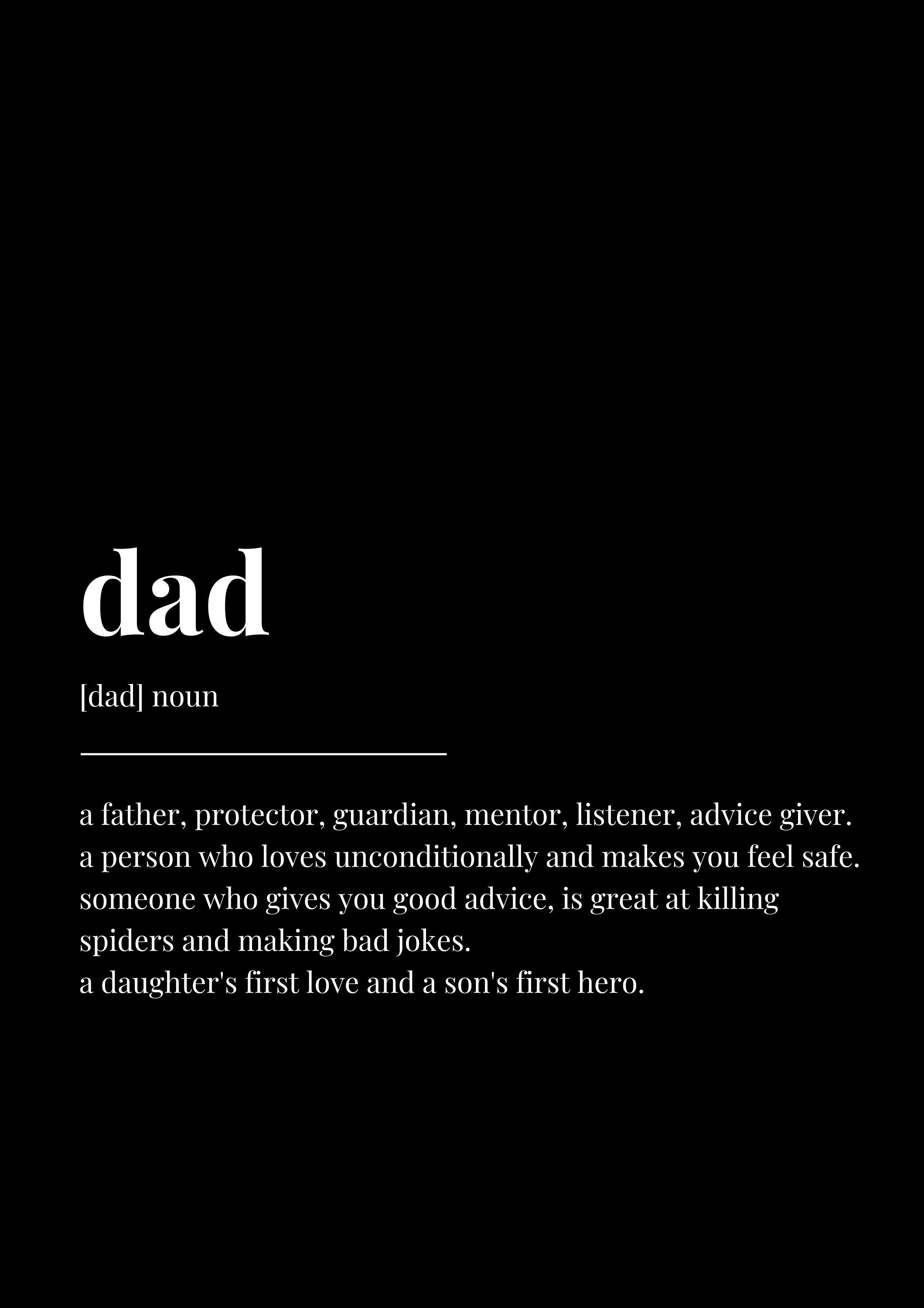 Dad Definition Print Printable Wall Art Print Definition Print Quote ...