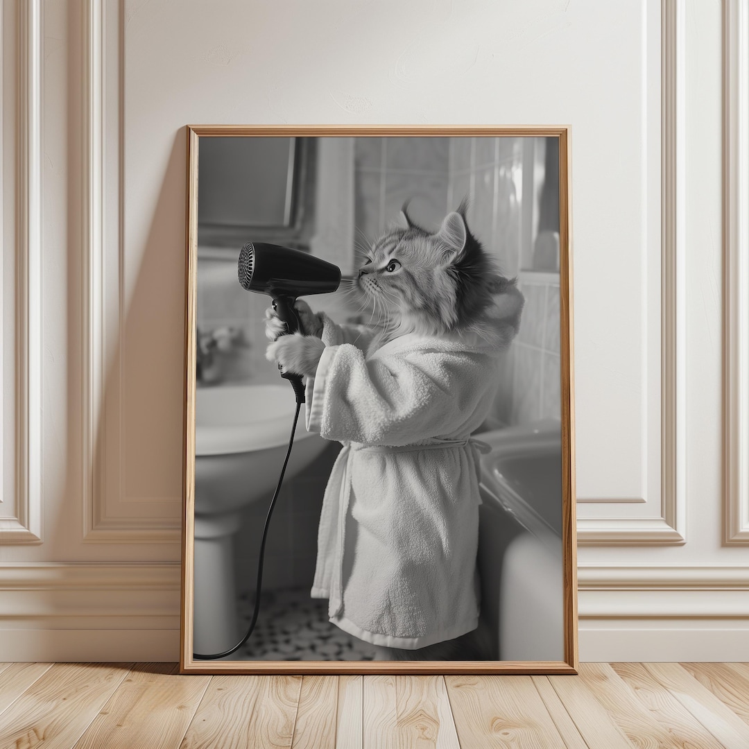 Cat Bathroom Art, Cat Bathroom Wall Art, Cat Bath Print, Cat Lover Gift ...