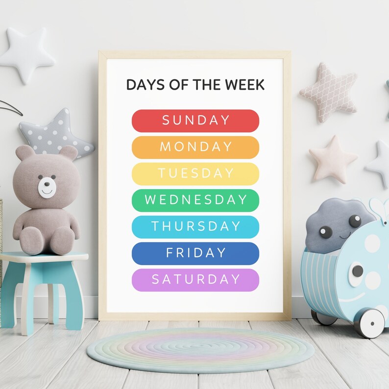 Days of the Week Printable, Montessori Education, Playroom Educational ...