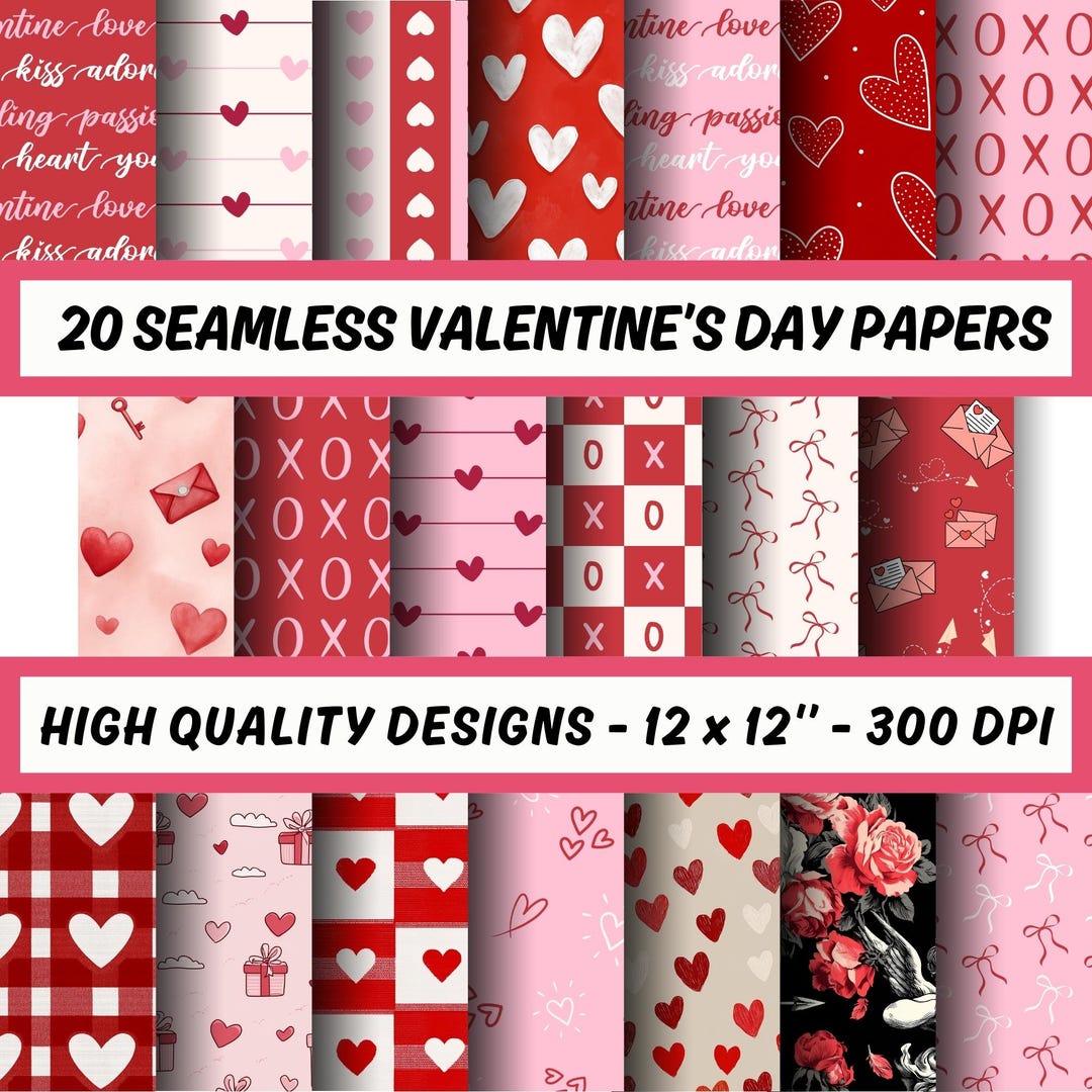 Seamless Valentine's Day Digital Paper, Valentine's Day Pattern ...