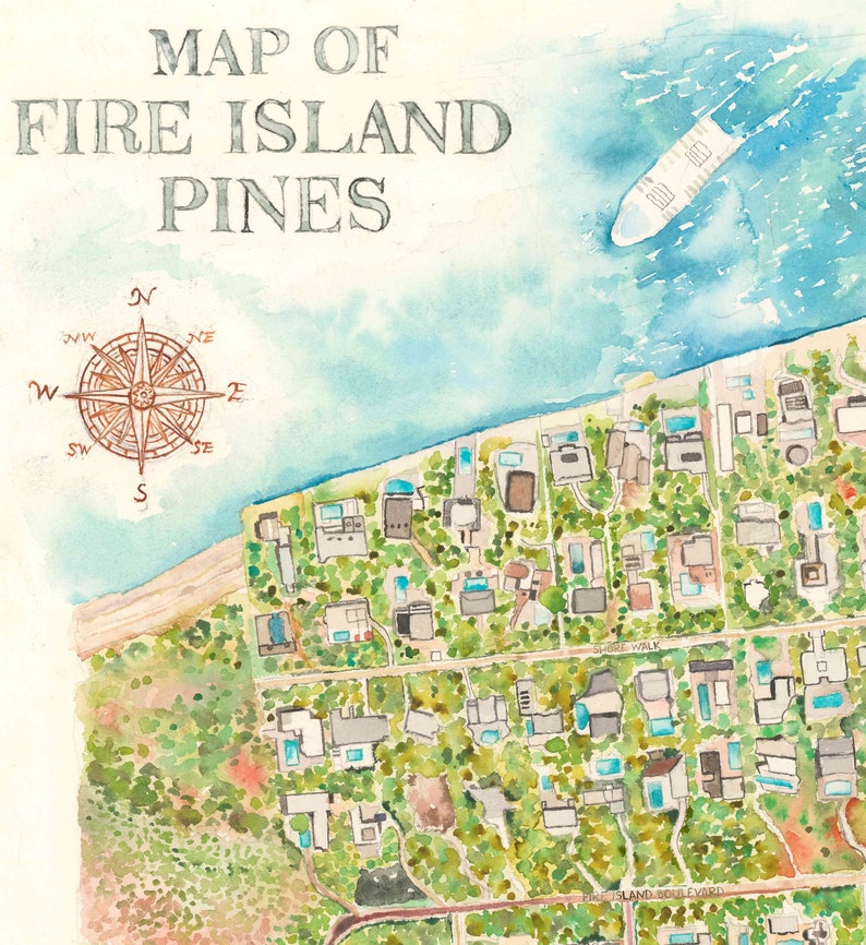 Map of Fire Island Pines - Etsy