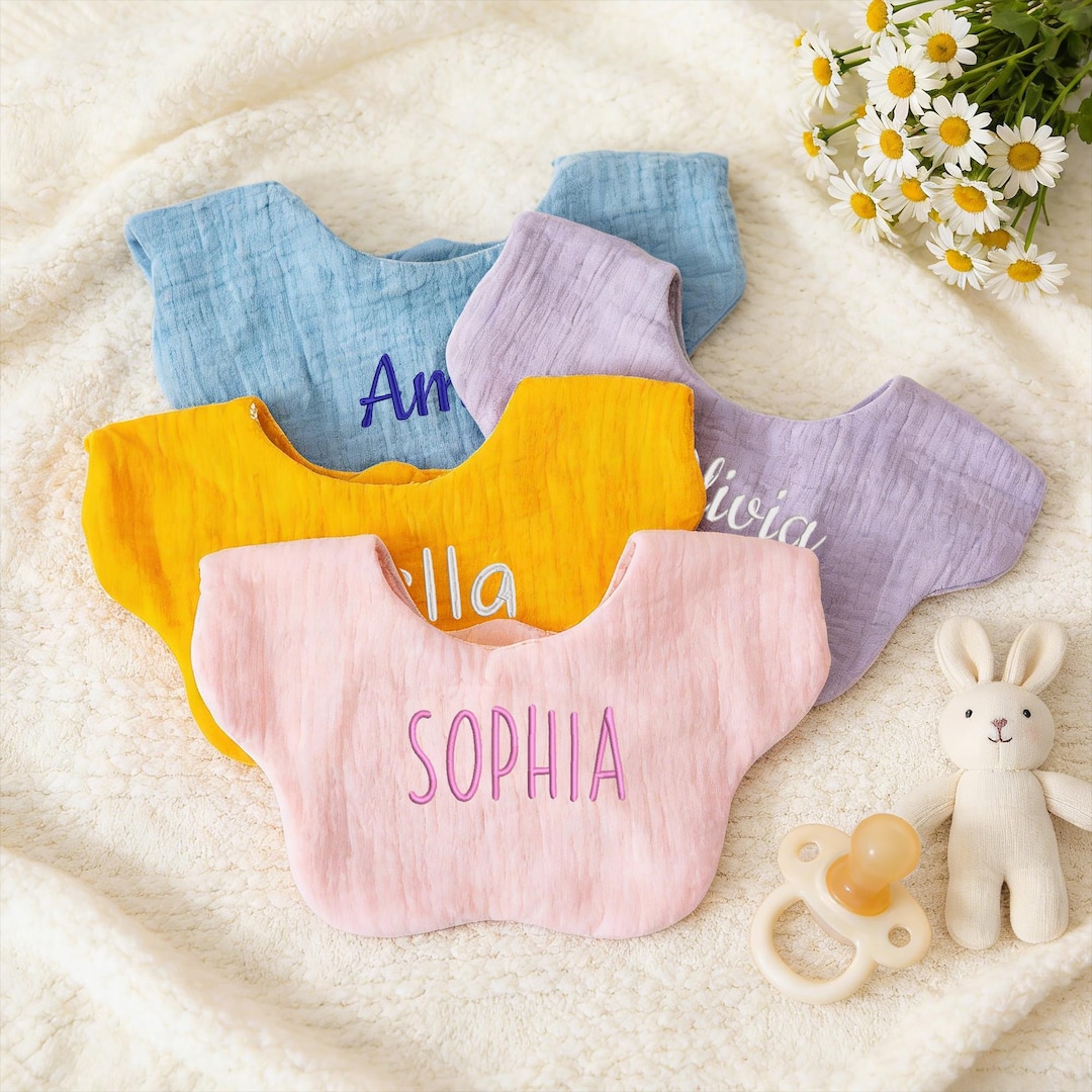 Personalized Baby Name Bibs, Custom Embroidered Baby Bib, Newborn Gift ...