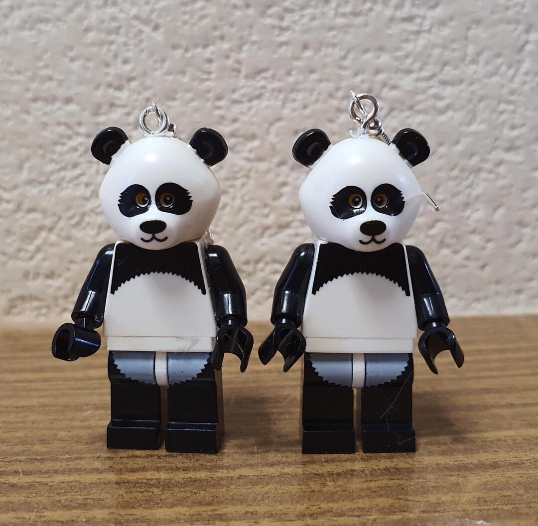 Panda Suit Minifigure Earrings. - Etsy