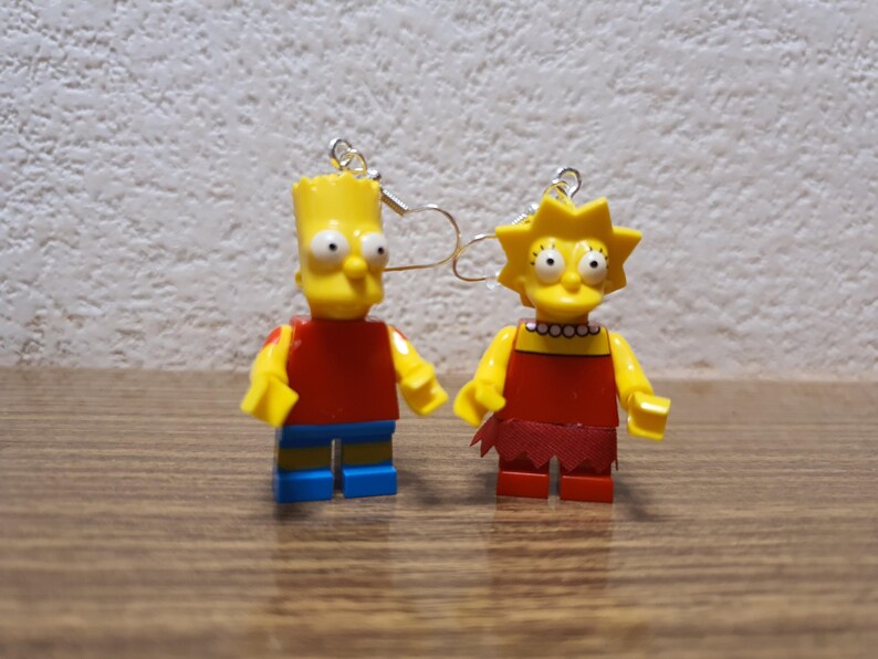 Bart and Lisa Simpson Minifigure Earrings. - Etsy