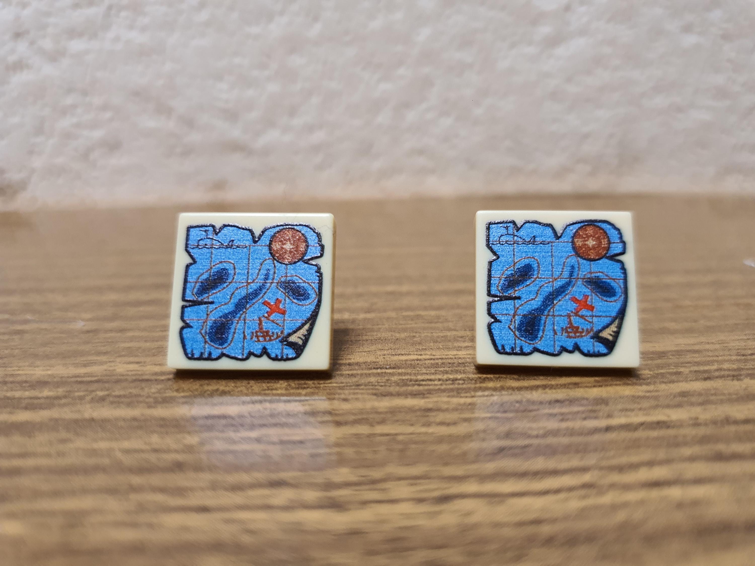Spongebob Pirate Map Minifigure Stud Earrings. - Etsy