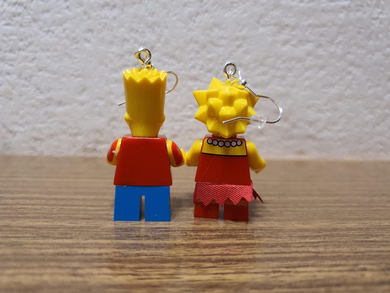 Bart and Lisa Simpson Minifigure Earrings. - Etsy