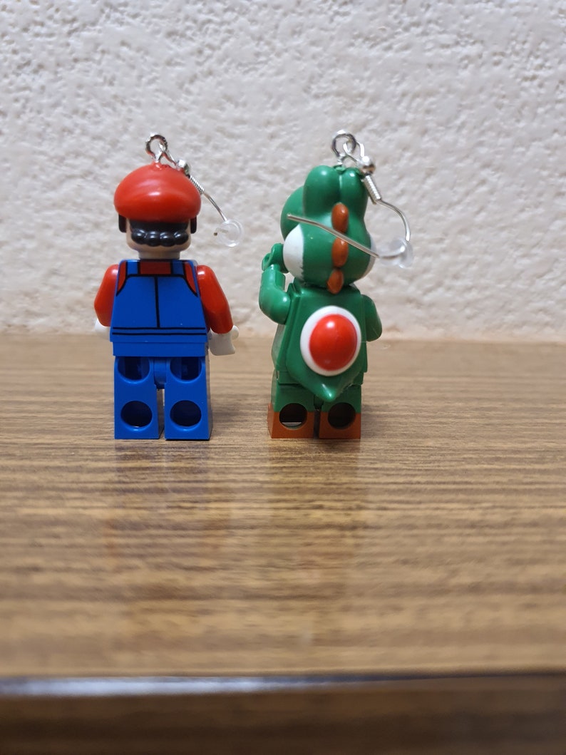 Mario and Yoshi, Super Mario, Minifigure Earrings. - Etsy