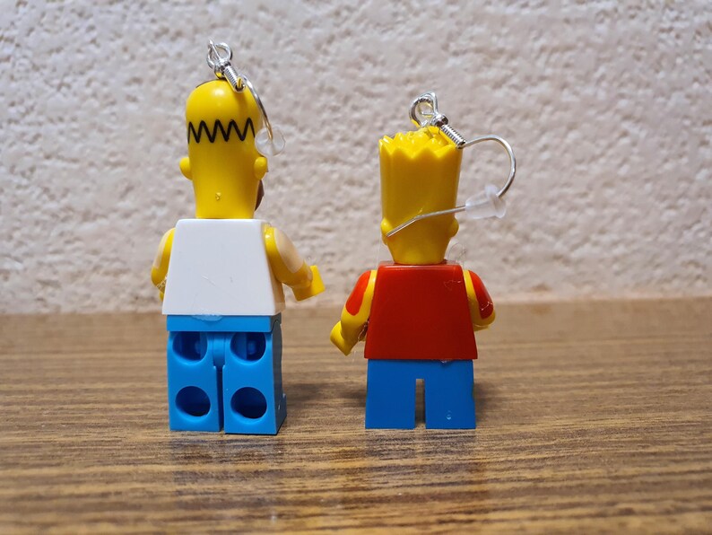 Bart and Homer Simpson Minifigure Earrings. - Etsy