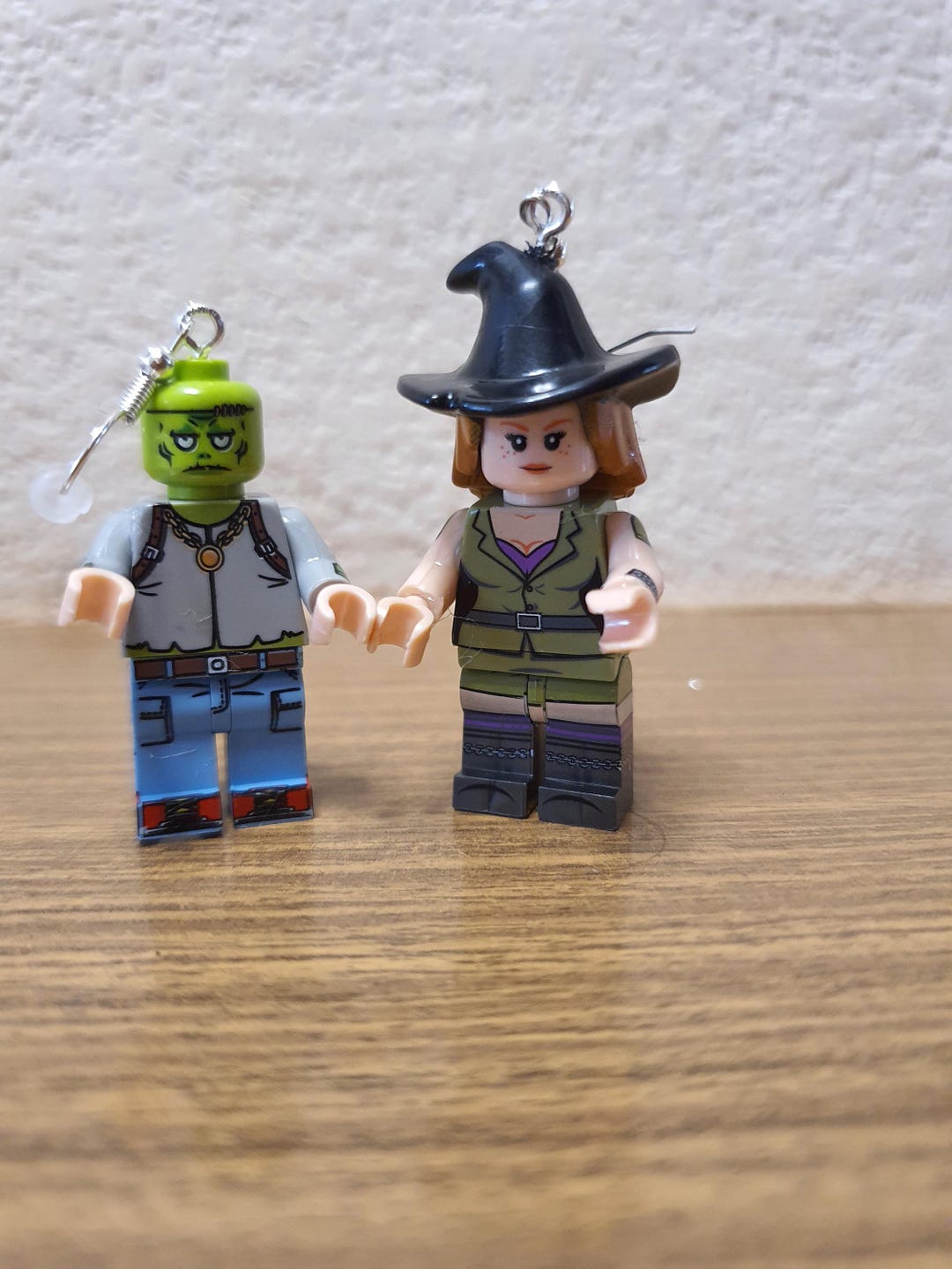 Frankenstein and Witch Minifigure Earrings. - Etsy