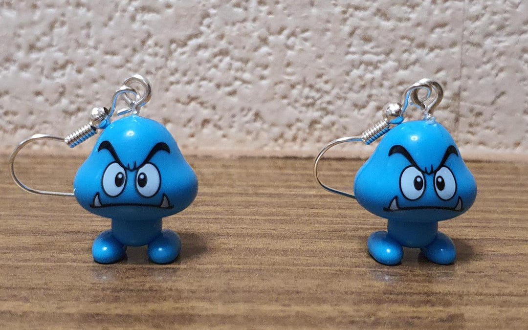 Blue Goomba, Super Mario, Minifigure Earrings. - Etsy