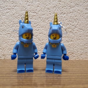 Blue Unicorn Minifigure Earrings. - Etsy