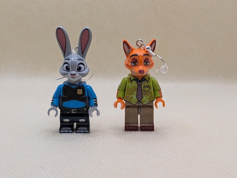 Zootropolis/zootopia Nick Wilde and Judy Hopps Minifigure Earrings. - Etsy
