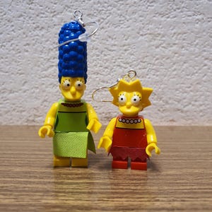 Lisa and Marge Simpson Minifigure Earrings. - Etsy
