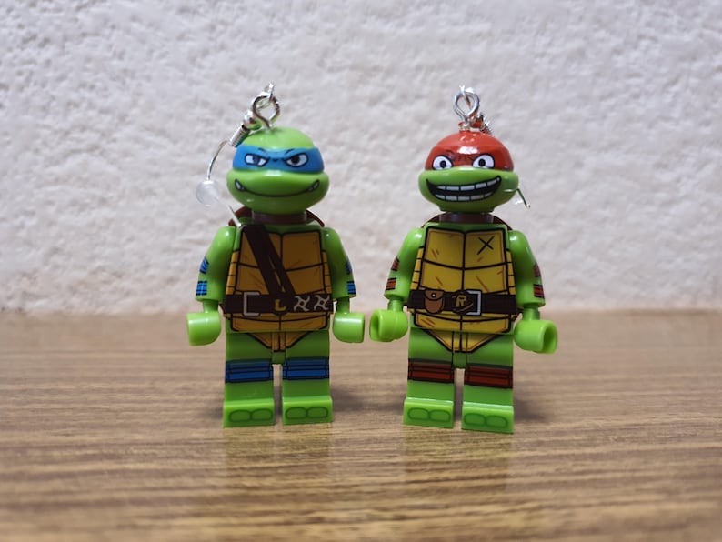 Teenage Mutant Ninja Turtles Raphael and Leonardo Minifigure Earrings ...