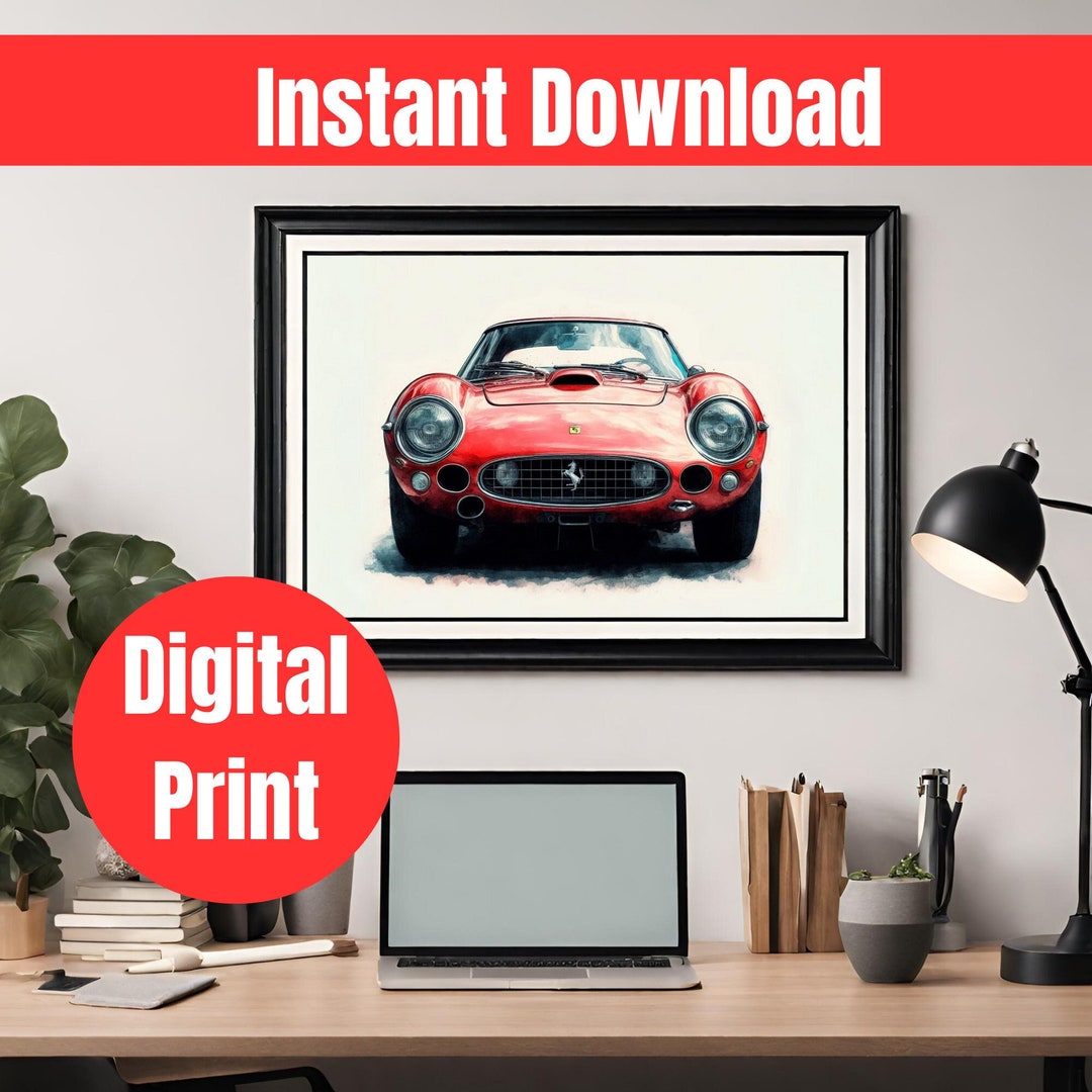 FERRARI 250 GTO WATERCOLOUR Print Digitial Download Home Decor Print ...