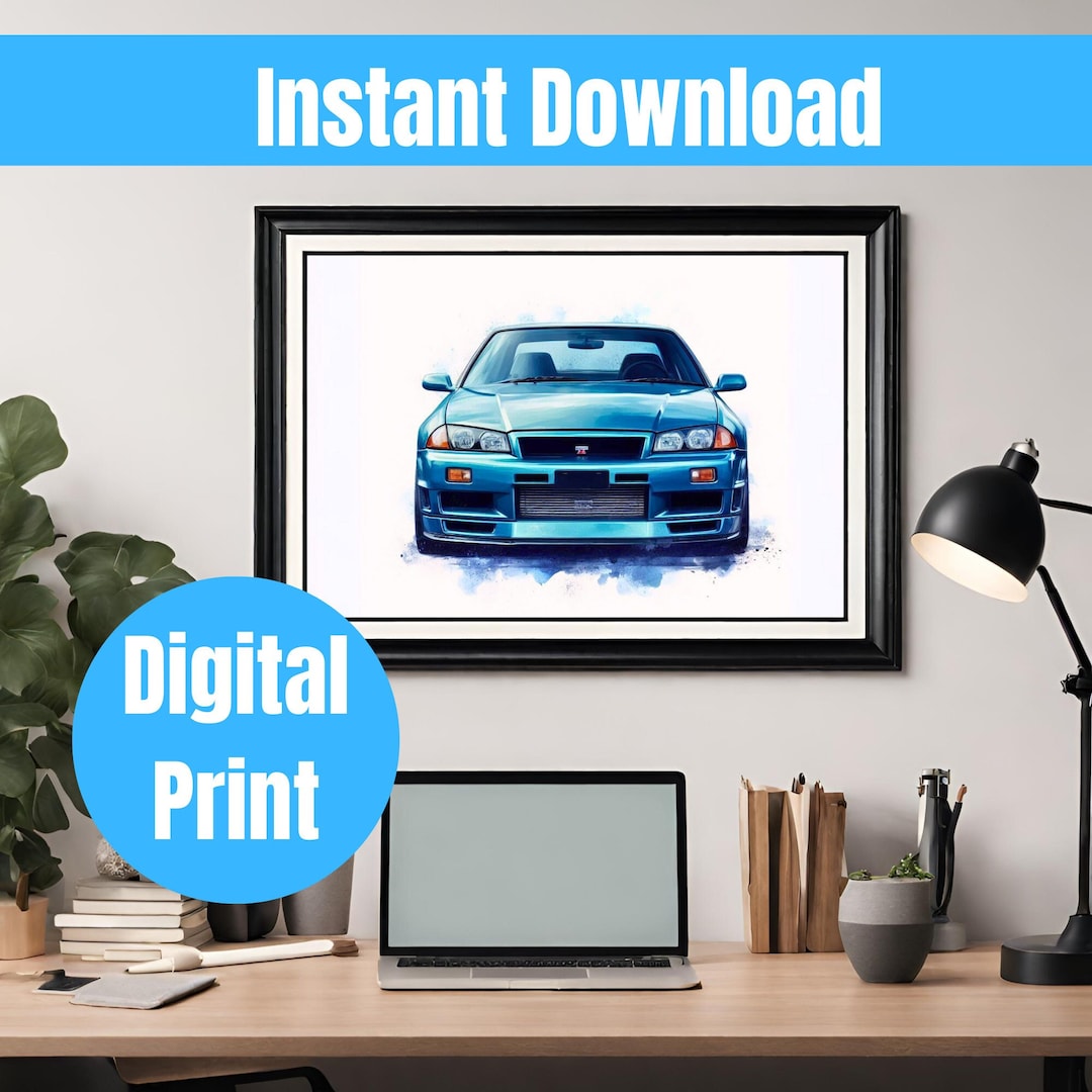 R34 SKYLINE GTR WATERCOLOUR Print | Digitial Download | Home Decor ...