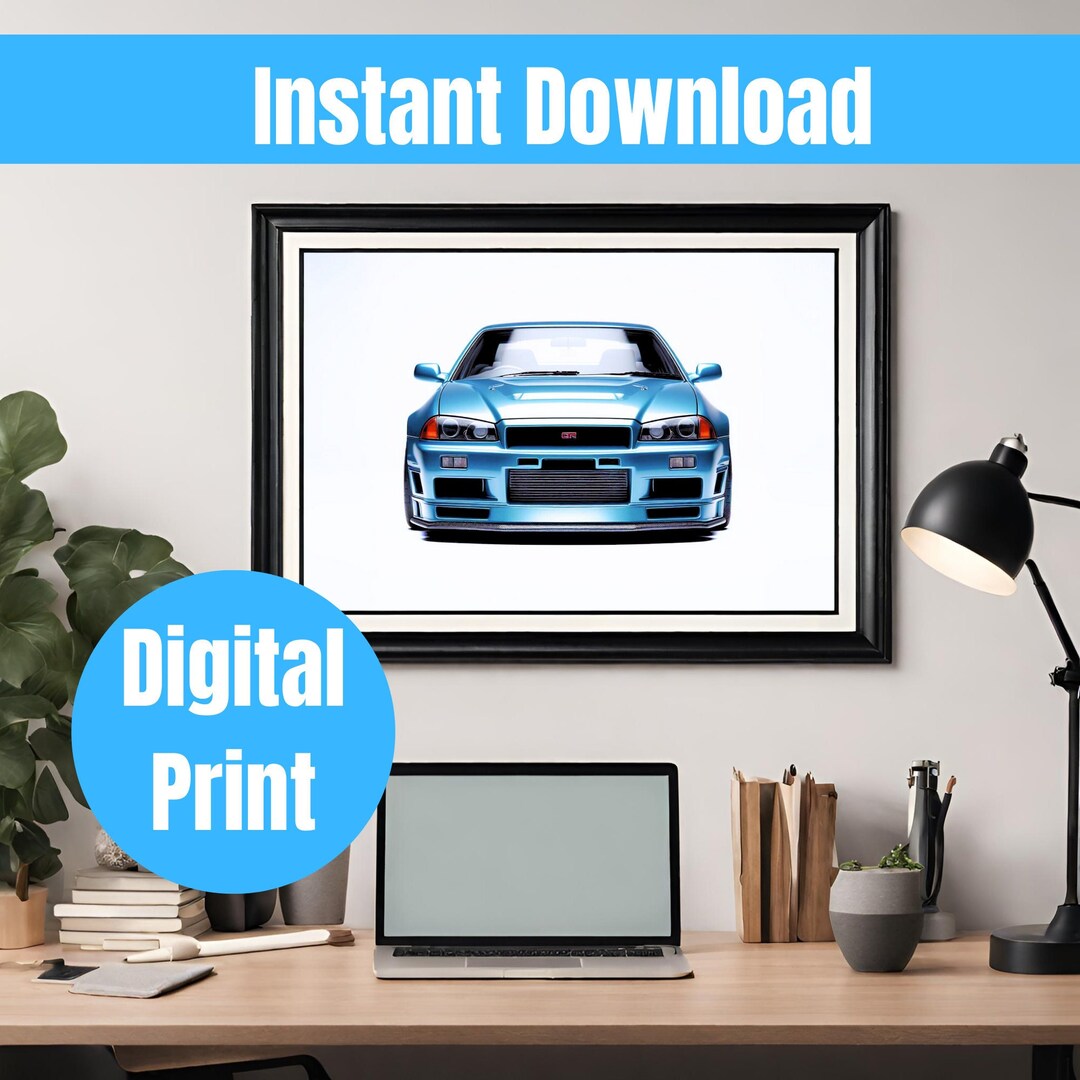R34 SKYLINE GTR PRINT | Digitial Download | Home Decor | Print ...